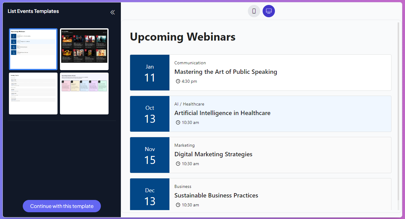 Best List Events Widget For Your Website | Fouita